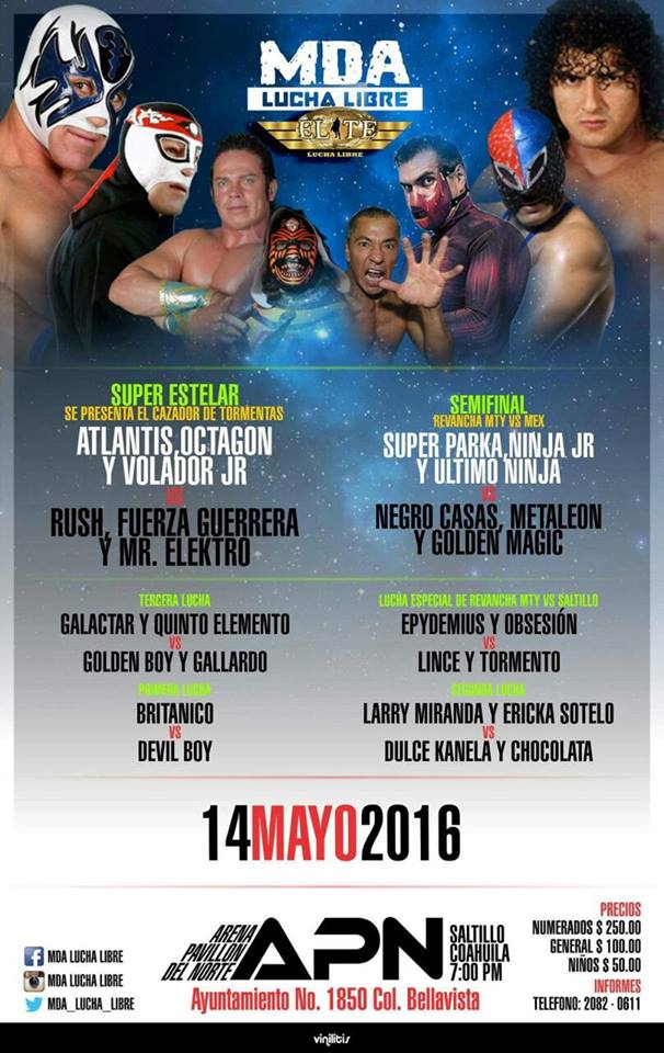 Carteleras de lucha del 10 al 16 de mayo