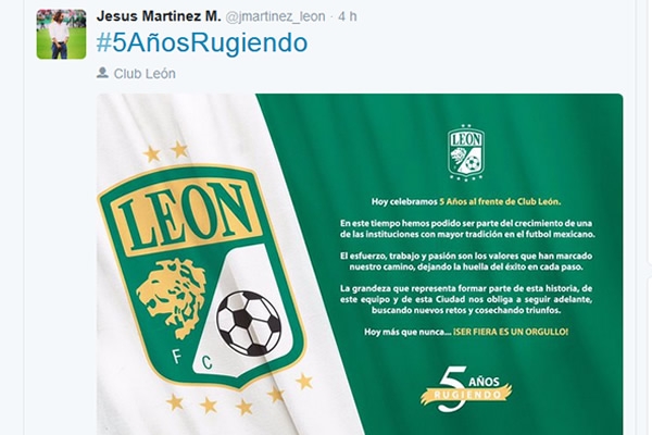 Jesús Martínez Jr. celebró cinco años con León
