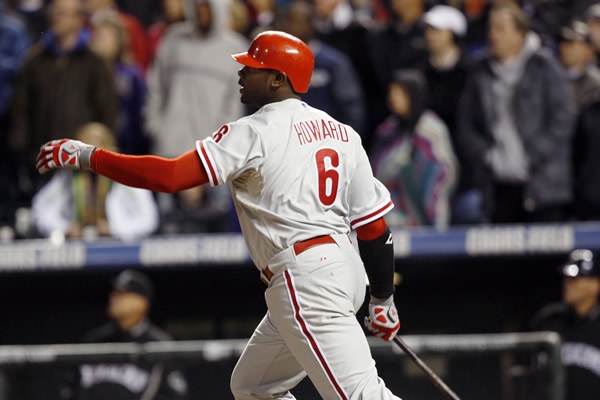 Filis 5, Rockies 4; Ryan Howard llevó a Filis a ganar serie