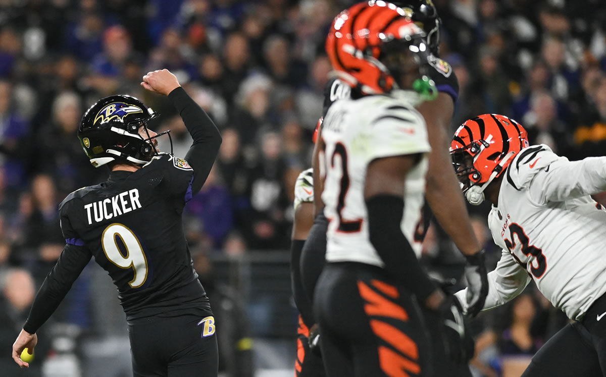 Justin Tucker no falla y Ravens ganan con drama a Bengals