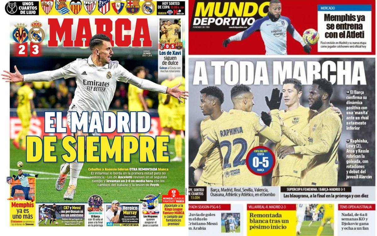 Periódicos deportivos HOY 20 de enero 2023. Portadas de los diarios