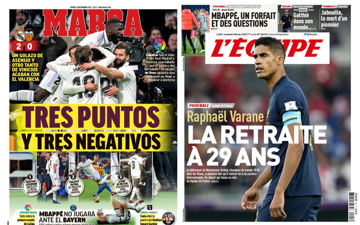 Periódicos deportivos HOY 3 de febrero 2023. Portadas de los diarios