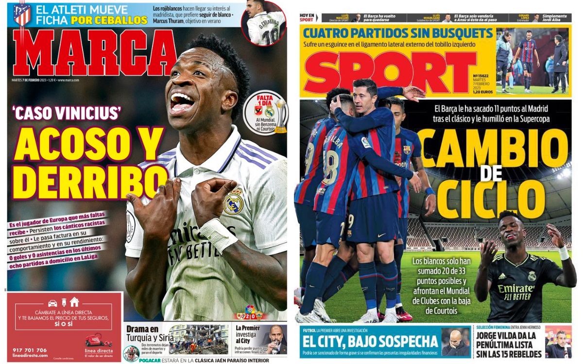 Periódicos deportivos HOY 7 de febrero 2023. Portadas de los diarios