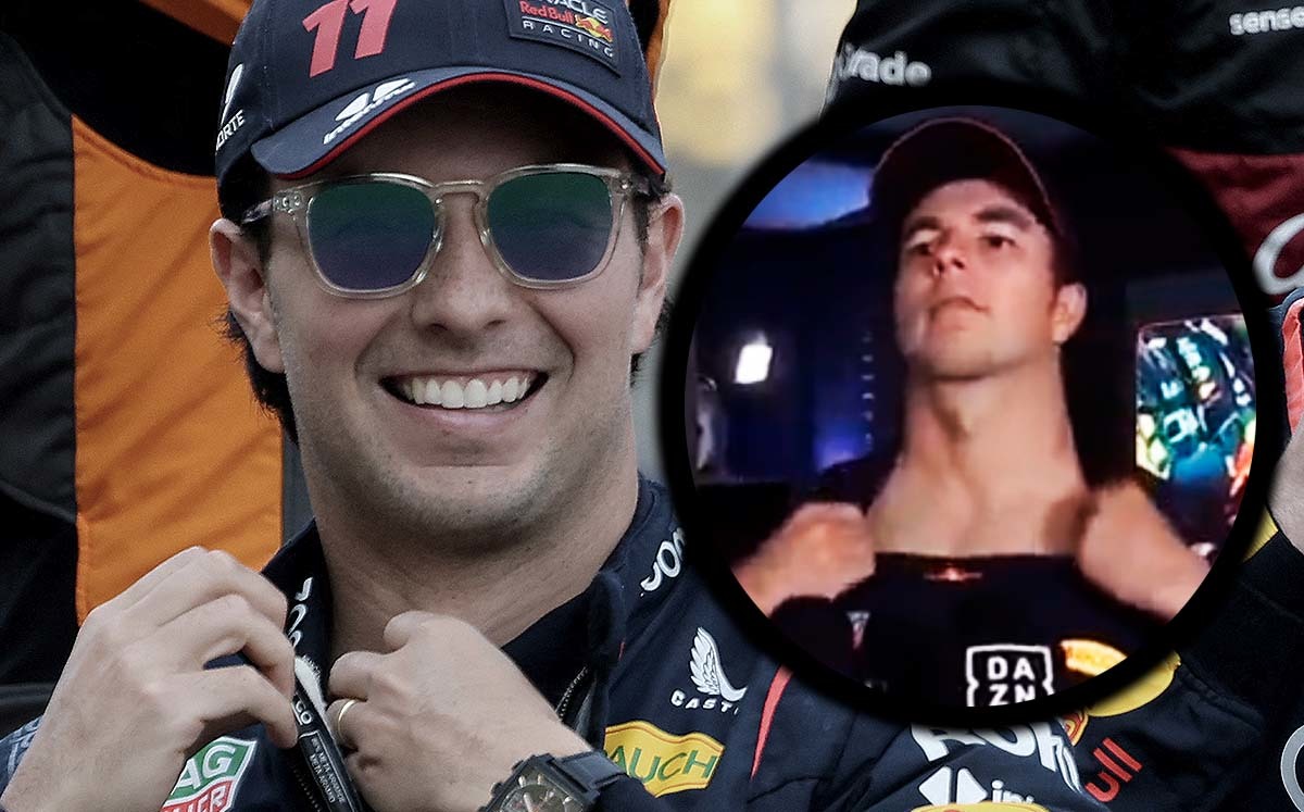 Checo Pérez presume su cuello en el Gran Premio de Baréin VIDEO VIRAL