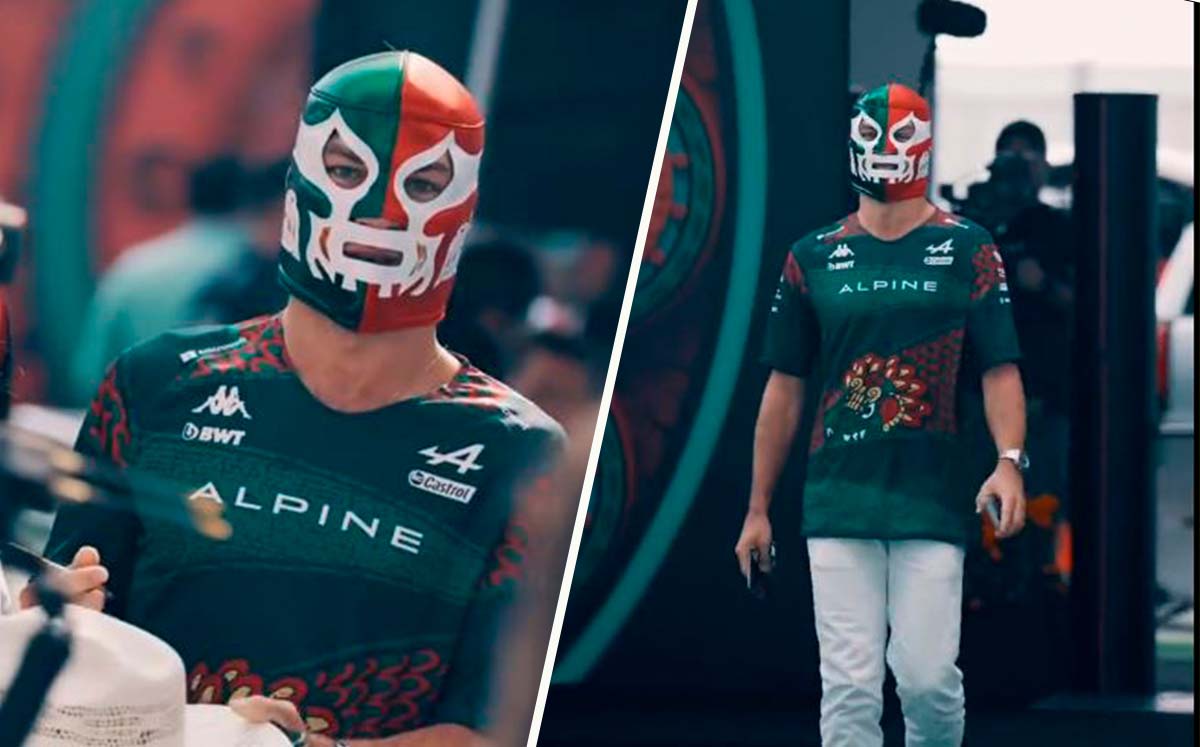 Pierre Gasly arribó al GP de México con una máscara de luchador