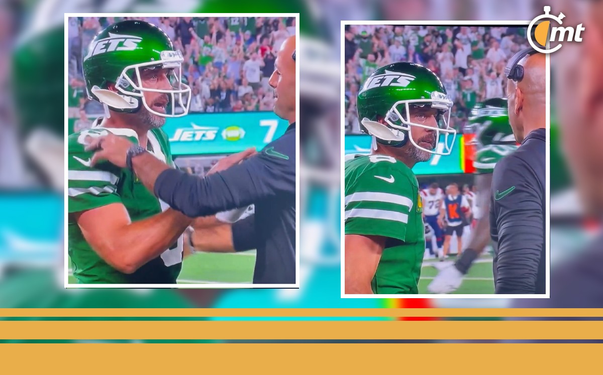 Aaron Rodgers vive polémico momento con HC de Jets | VIDEO