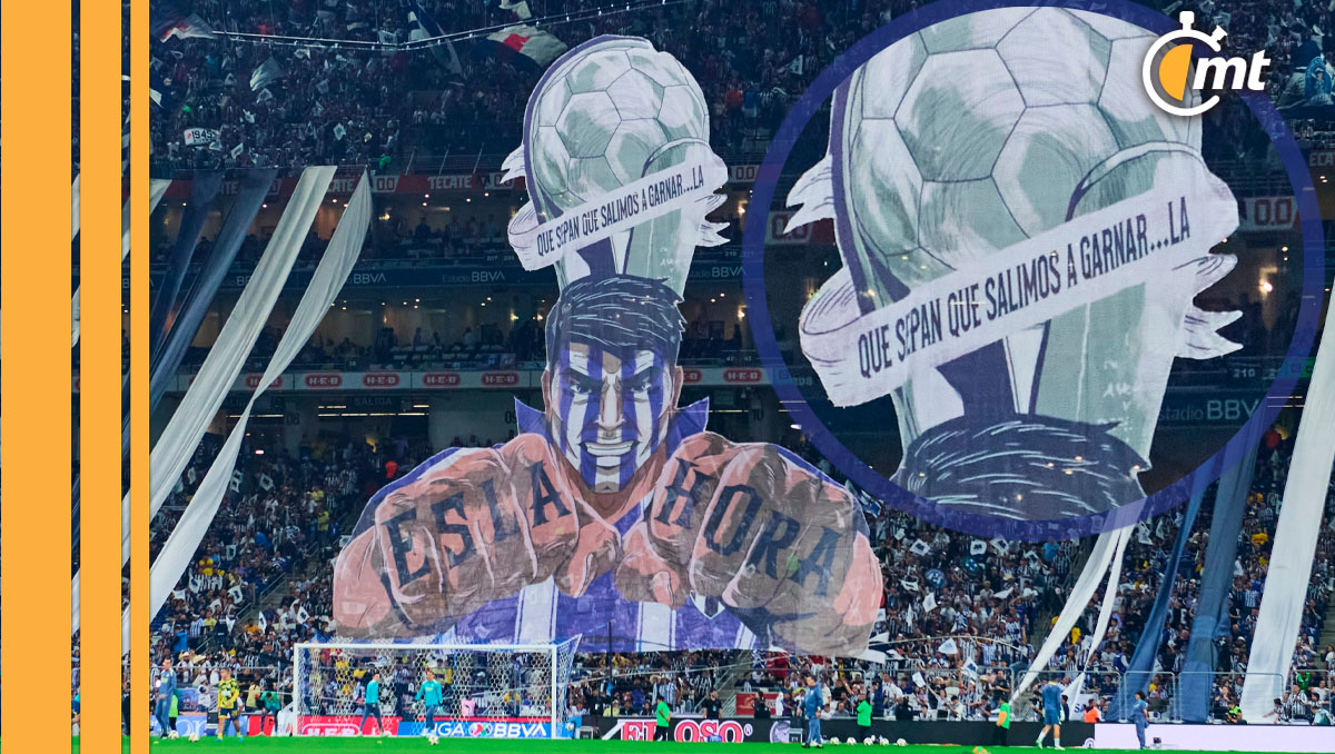 Afición de Rayados lució tifo, aunque venía con error ortográfico