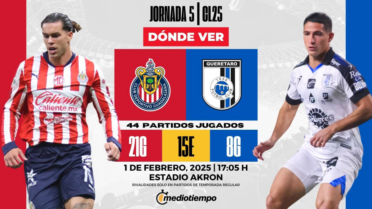 Dónde y a qué hora ver Chivas vs Querétaro EN VIVO J5 CL 2025