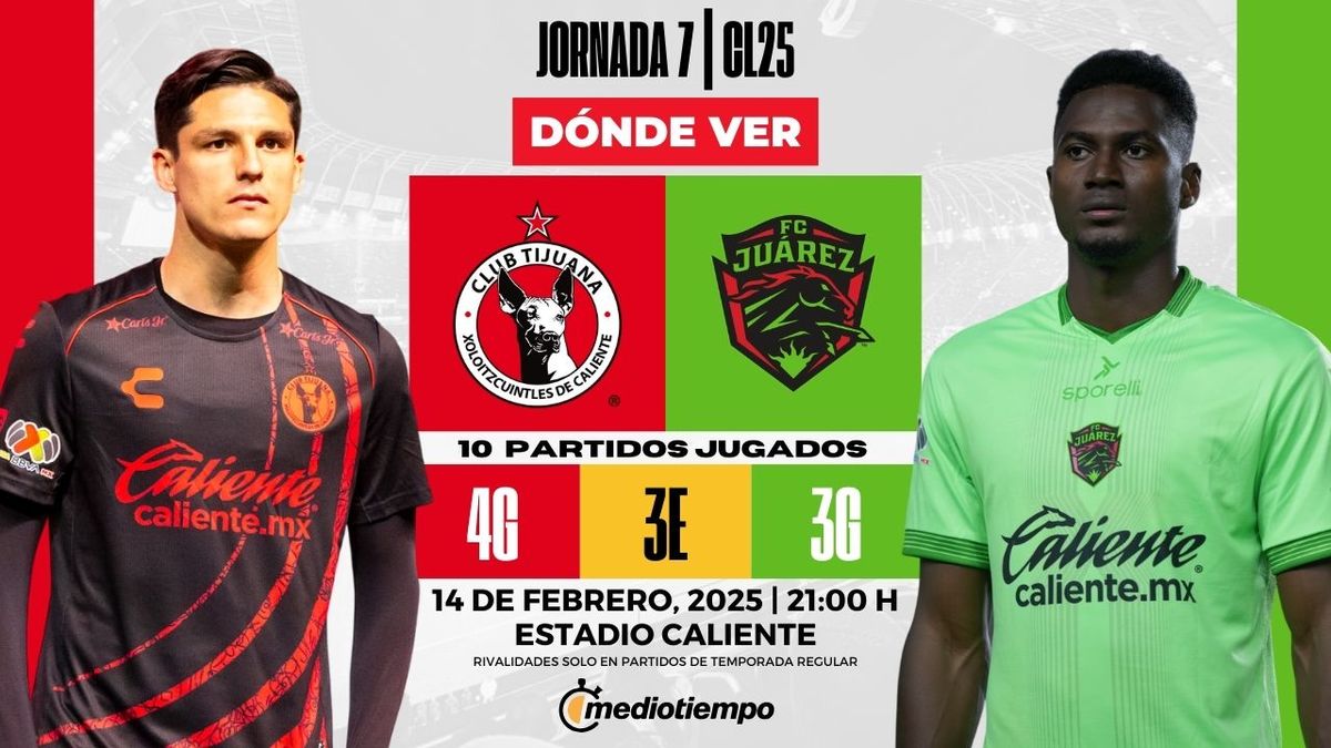 ¿Dónde ver Tijuana vs Juárez?: horario y canal Liga MX 2025 EN VIVO