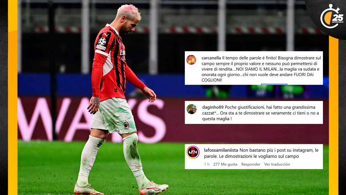 Theo Hernández se disculpó por roja en el Milan vs Feyenoord