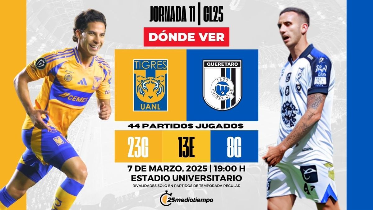 Tigres vs Querétaro: dónde y a qué hora ver EN VIVO J11 CL 2025