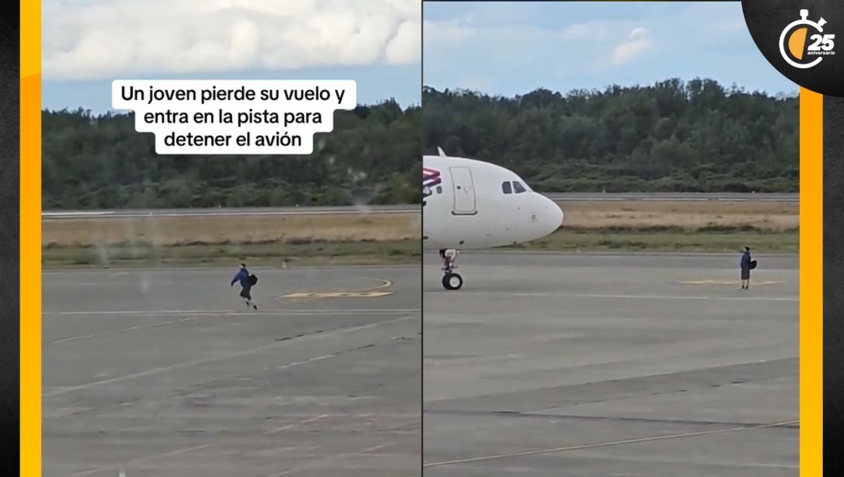 ¡Insólito! Joven pierde vuelo y corre tras el avión para alcanzarlo