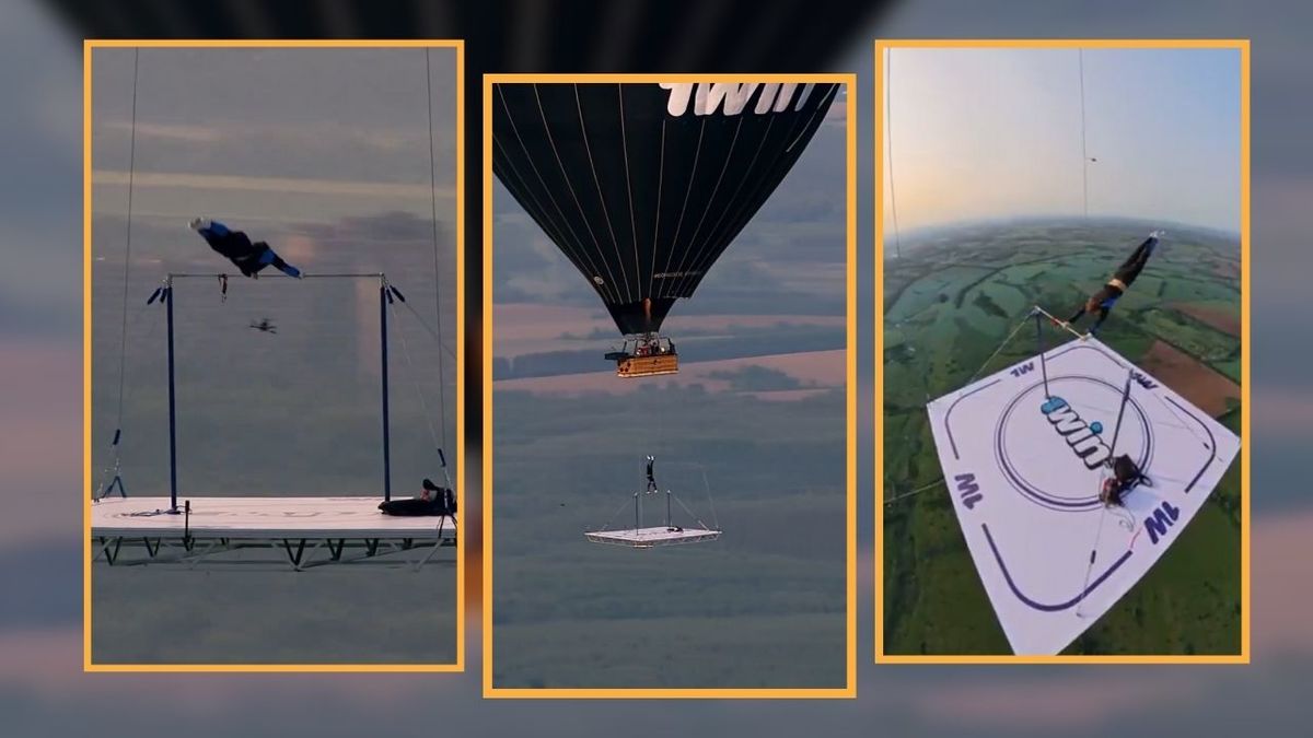 Gimnasta ruso desafía la muerte y hace piruetas a 1,500 m de altura